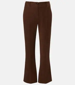 Brunello Cucinelli Cropped Cotton Flared Pants In Cacao
