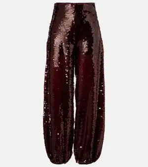 ADRIANA DEGREAS Sequined Balloon Pants - Red