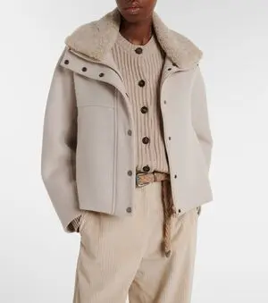 Brunello Cucinelli Shearling-trimmed Wool And Cashmere Jacket