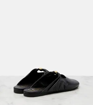 Loewe Pebble Soft Leather Mules - Black