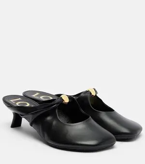 Loewe Pebble Soft Leather Mules - Black