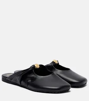 Loewe Pebble Soft Leather Mules - Black