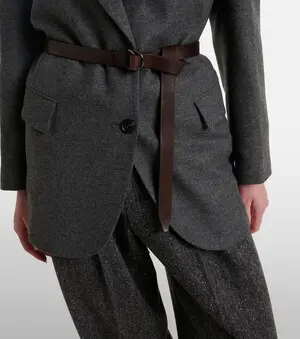 Brunello Cucinelli Belted Wool And Cashmere Blazer - Grey