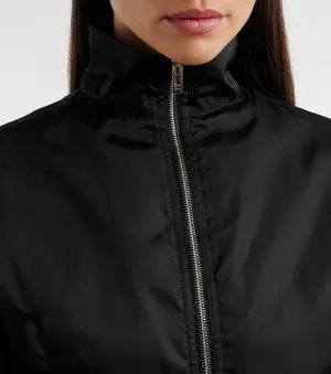 Alaïa Cropped Belted Taffeta Jacket