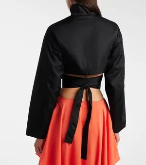 Alaïa Cropped Belted Taffeta Jacket
