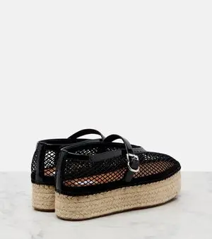 Alaïa Fishnet Espadrilles With Leather Trim