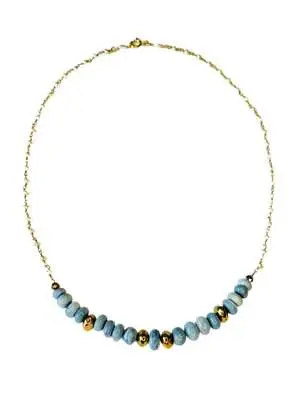LEXI JEWELRY Opal Gemstone & Pearl Chain Necklace - Blue