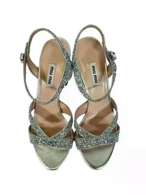 Miu Miu Crystal-embellished Leather Sandals