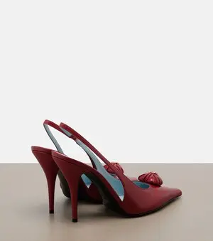 Valentino Garavani Pointed Toe Leather Slingback Pumps - Red