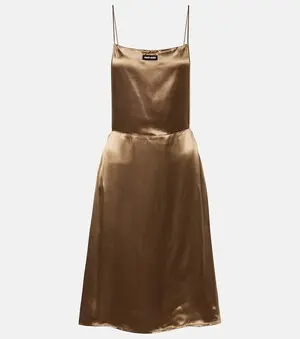 Miu Miu Open-back Satin Minidress - Brown
