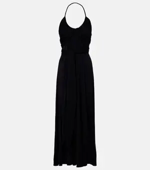 Alaïa Draped Jersey Maxi Dress - Black
