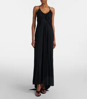 Alaïa Draped Jersey Maxi Dress