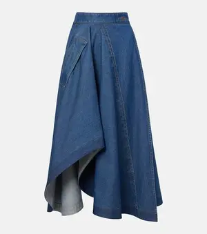 Givenchy Asymmetric Denim Midi Skirt - Blue