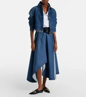 Givenchy Asymmetric Denim Midi Skirt - Blue