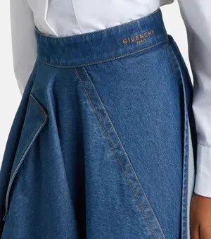 Givenchy Asymmetric Denim Midi Skirt - Blue