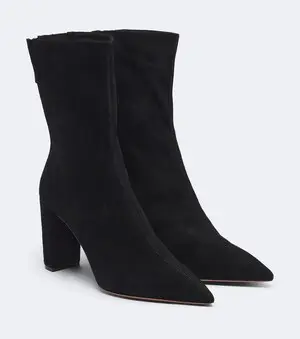 AQUAZZURA Saint Honoré Suede Ankle Boots - Black