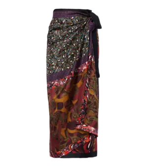 Dries Van Noten Printed Silk Wrap Skirt - Multicoloured