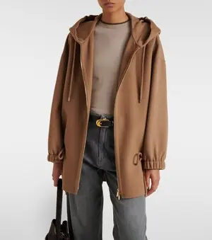 Max Mara Hooded Virgin Wool Jacket - Brown