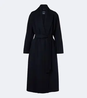 Max Mara Virgin Wool Wrap Coat - Blue