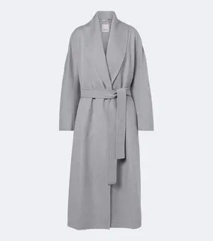 Max Mara Virgin Wool Wrap Coat - Grey