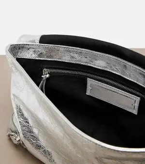 Balenciaga Le City Metallic Leather Clutch - Silver