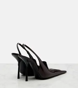 Saint Laurent Voltaire Leather Slingback Pumps - Brown