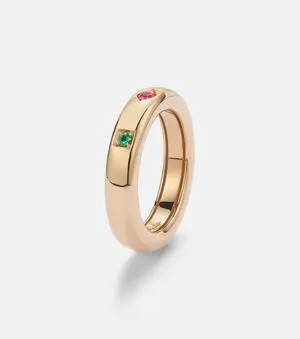 Pomellato Iconica Extra Slim Ring In 18kt Rose Gold With Ruby, Sapphire, And Emerald - Pink