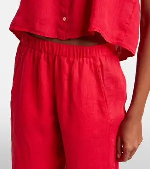 Velvet By Graham & Spencer Lola Linen Wide-leg Pants - Red