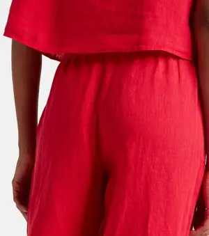 Velvet By Graham & Spencer Lola Linen Wide-leg Pants - Red