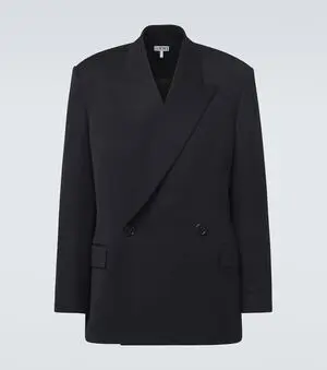 Loewe Double-breasted Wool Blazer - Blue