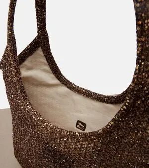 Miu Miu Ivy Sequined Mesh Shopper