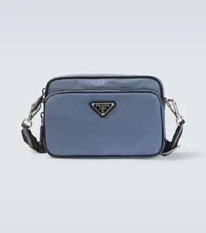 Prada Re-nylon Shoulder Bag With Leather Trim - Blue