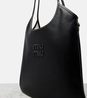 Miu Miu Ivy Medium Leather Shopper - Black