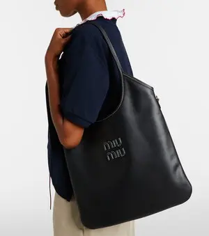 Miu Miu Ivy Medium Leather Shopper - Black