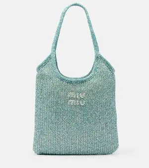 Miu Miu Ivy Sequined Mesh Tote Bag - Blue