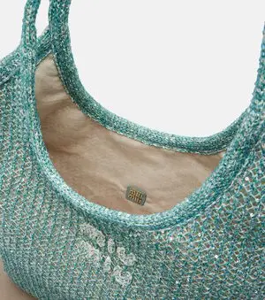 Miu Miu Ivy Sequined Mesh Tote Bag