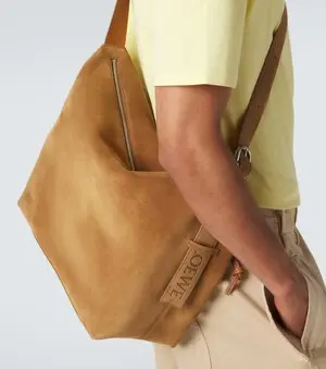 Loewe Loop Large Suede Shoulder Bag - Brown