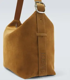 Loewe Loop Large Suede Shoulder Bag - Brown