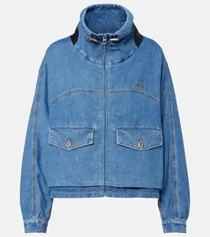 Loewe Leather-trimmed Denim Jacket - Blue
