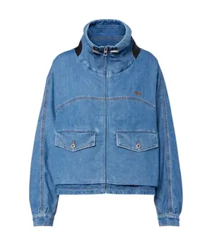 Loewe Leather-trimmed Denim Jacket - Blue