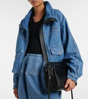 Loewe Leather-trimmed Denim Jacket - Blue