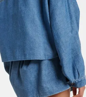 Loewe Leather-trimmed Denim Jacket - Blue