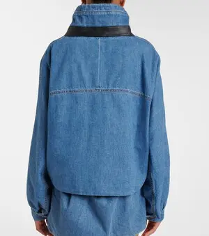 Loewe Leather-trimmed Denim Jacket - Blue