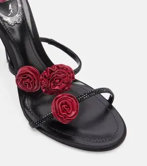 Rene Caovilla Cleo Floral-appliqué Satin Sandals