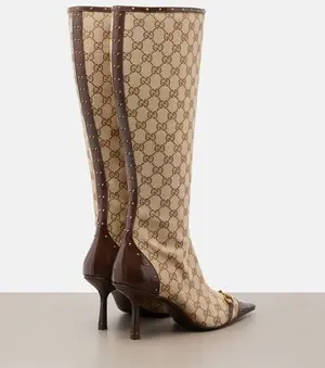 Gucci Savoy Gg Canvas Knee-high Boots - Beige