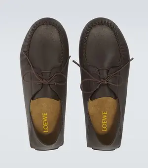 Loewe Rambla Leather Boat Shoes - Brown