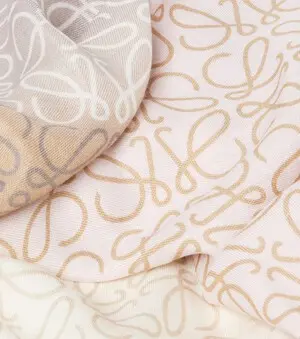Loewe Anagram Wool, Silk And Cashmere Scarf - Beige