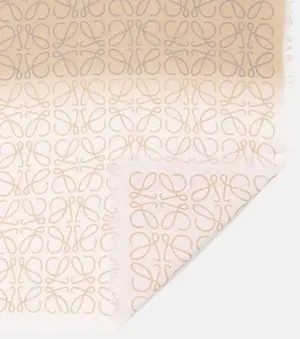 Loewe Anagram Wool, Silk And Cashmere Scarf - Beige