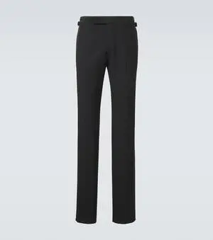 TOM FORD Wool Straight Leg Trousers - Black