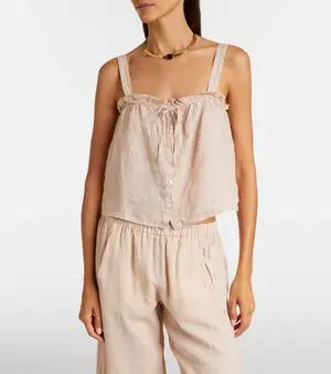 Velvet By Graham & Spencer Izzie Linen Top - Pink